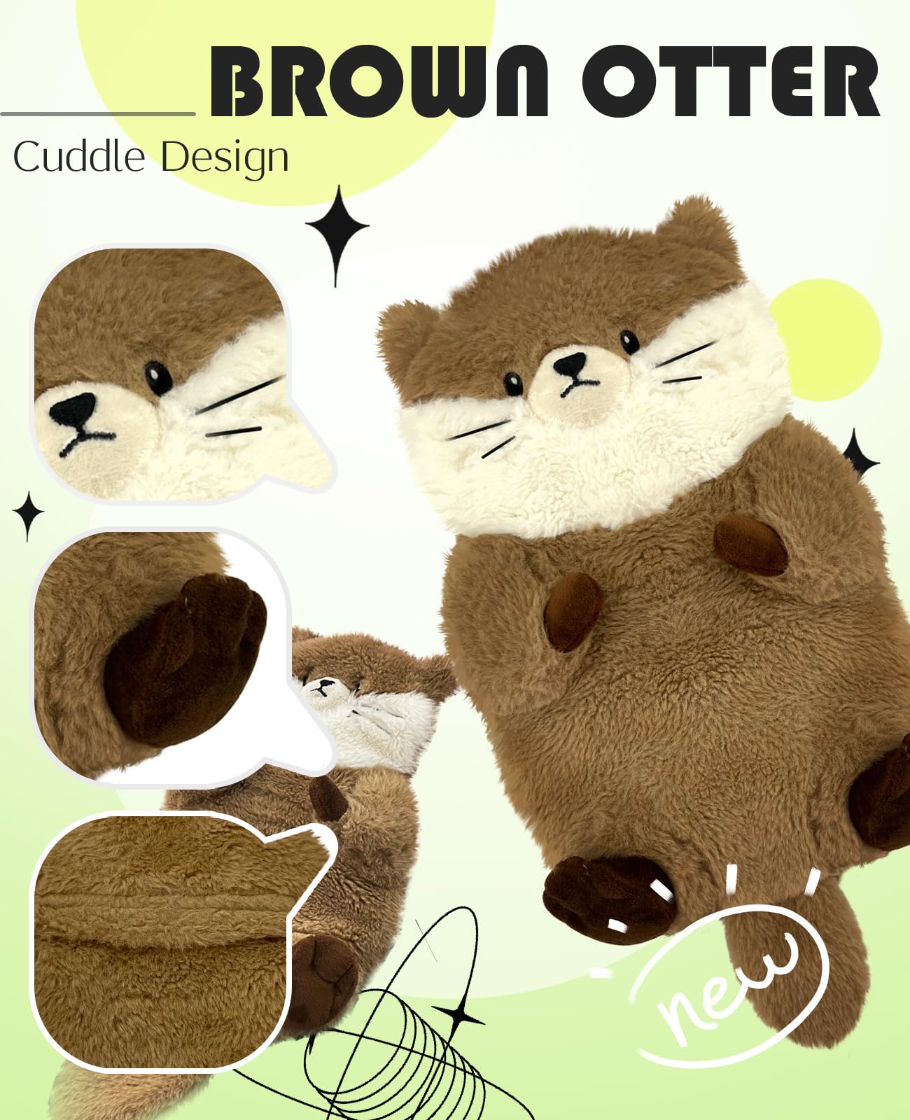 COMOIL Otter Microwave Heating Pad,Removable Weighted Heated Stuffed Animal,15"*8"Adorable Soft Short Plush Heat Pack for Relief