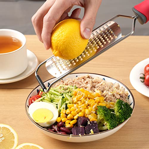 ALLTOP Lemon Zester Grater,Stainless Steel Wide Blade with Handle&Protective Cover for Cheese Citrus Ginger Garlic Nutmeg Chocolate Vegetables Fruits,Pro Kitchen Tool - Medium Fine Shred
