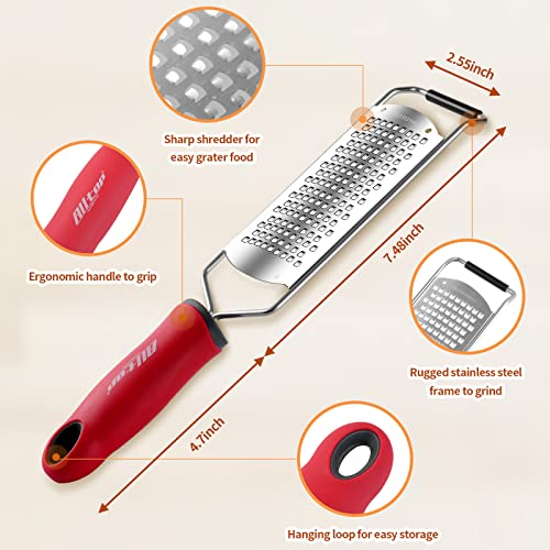 ALLTOP Lemon Zester Grater,Stainless Steel Wide Blade with Handle&Protective Cover for Cheese Citrus Ginger Garlic Nutmeg Chocolate Vegetables Fruits,Pro Kitchen Tool - Medium Fine Shred