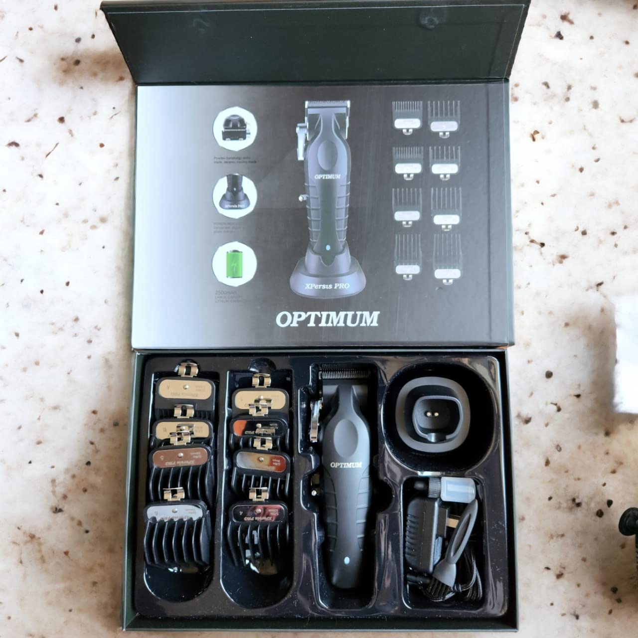 XPERSIS PRO Optimum Ergonomic Design DLC Taper Blade Black Cordless Hair Clipper for Barbers, Professional Mens Hair Clipper + Electric Razor Foil Shaver with Sharp Blades