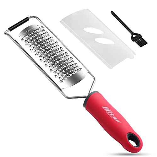 ALLTOP Lemon Zester Grater,Stainless Steel Wide Blade with Handle&Protective Cover for Cheese Citrus Ginger Garlic Nutmeg Chocolate Vegetables Fruits,Pro Kitchen Tool - Medium Fine Shred