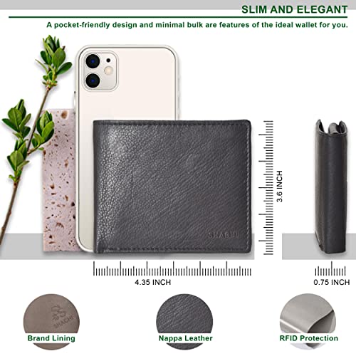 Mens Leather Wallet Rfid Blocking Slim Notecase Front Pocket Flip ID Window With 14 Slots | Real Full Grain Genuine Leather | Multiple Card Holder | Compact Premium Best Handmade Gift (Midnight Black)