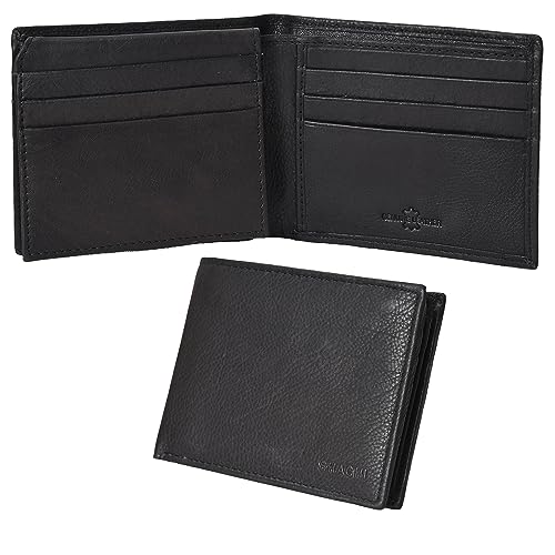 Mens Leather Wallet Rfid Blocking Slim Notecase Front Pocket Flip ID Window With 14 Slots | Real Full Grain Genuine Leather | Multiple Card Holder | Compact Premium Best Handmade Gift (Midnight Black)