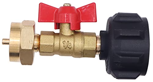 METER STAR QCC1 Propane Filler Adapter for Camping Grill 1LB Cylinder Tank from 20~40LBS Cylinder with ON-Off Control Valve LP Gas Refiller