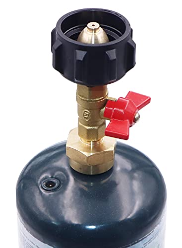 METER STAR QCC1 Propane Filler Adapter for Camping Grill 1LB Cylinder Tank from 20~40LBS Cylinder with ON-Off Control Valve LP Gas Refiller