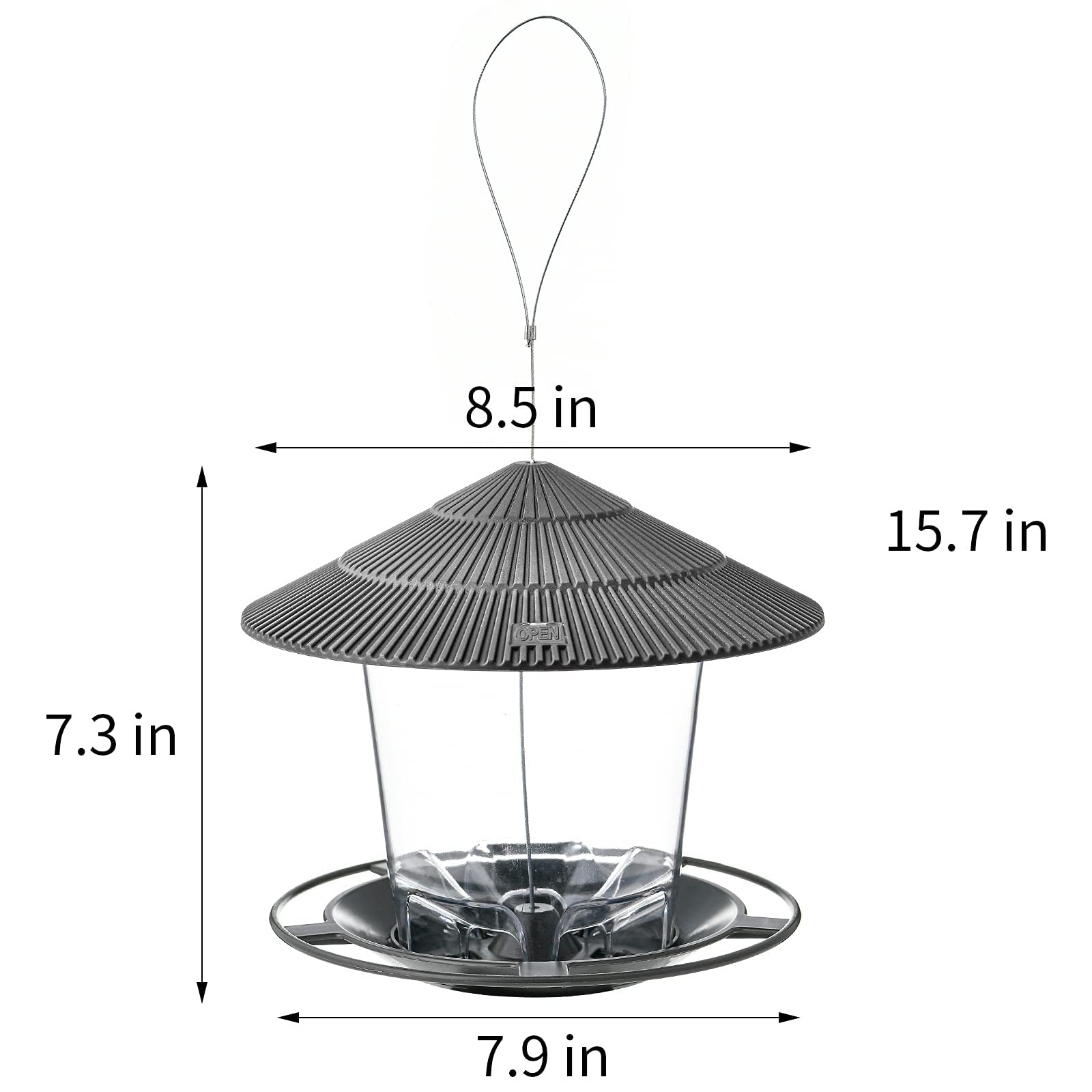 Hanizi Bird Feeders for Outside, Bird Feeder, Wild Bird Seed for Outside Feeders, Squirrel Proof Birds Feeder and Garden Decoration Yard for Bird Watchers (Grey)