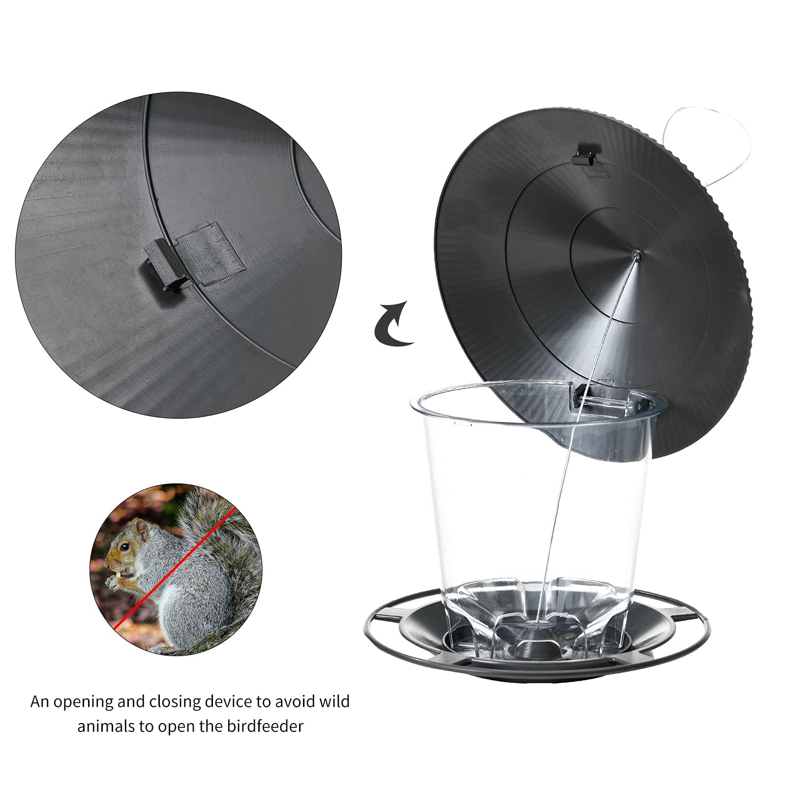 Hanizi Bird Feeders for Outside, Bird Feeder, Wild Bird Seed for Outside Feeders, Squirrel Proof Birds Feeder and Garden Decoration Yard for Bird Watchers (Grey)