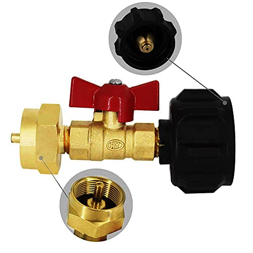 METER STAR QCC1 Propane Filler Adapter for Camping Grill 1LB Cylinder Tank from 20~40LBS Cylinder with ON-Off Control Valve LP Gas Refiller