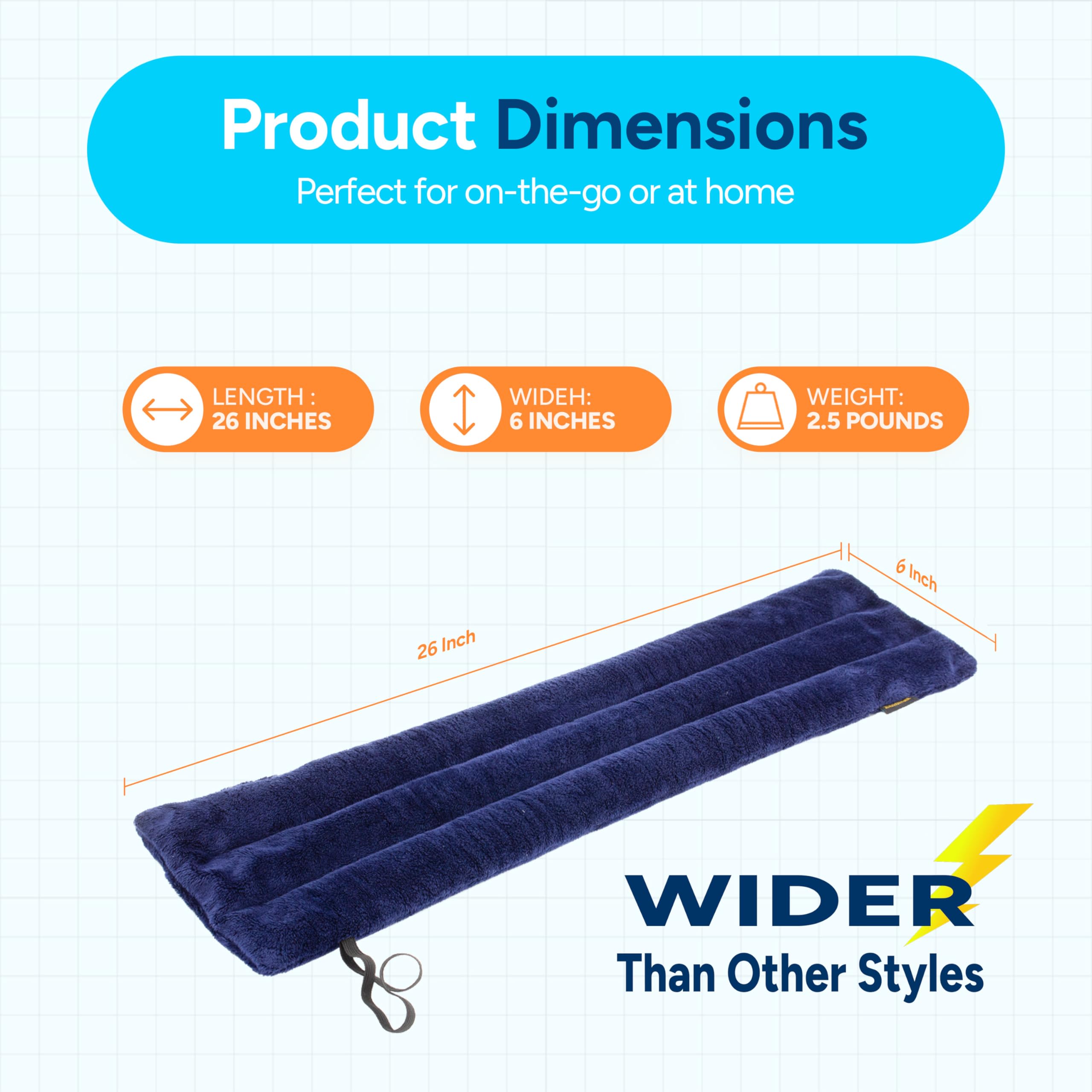 SunnyBay Microwave Heating Pad, Microwavable Heated Neck and Shoulder Wrap, Multipurpose Moist Hot/Cool 2.5lb Bean Bag Pack with Plush Cover and Elastic Fastener, FSA HSA Approved, 26x6 Inches, Blue