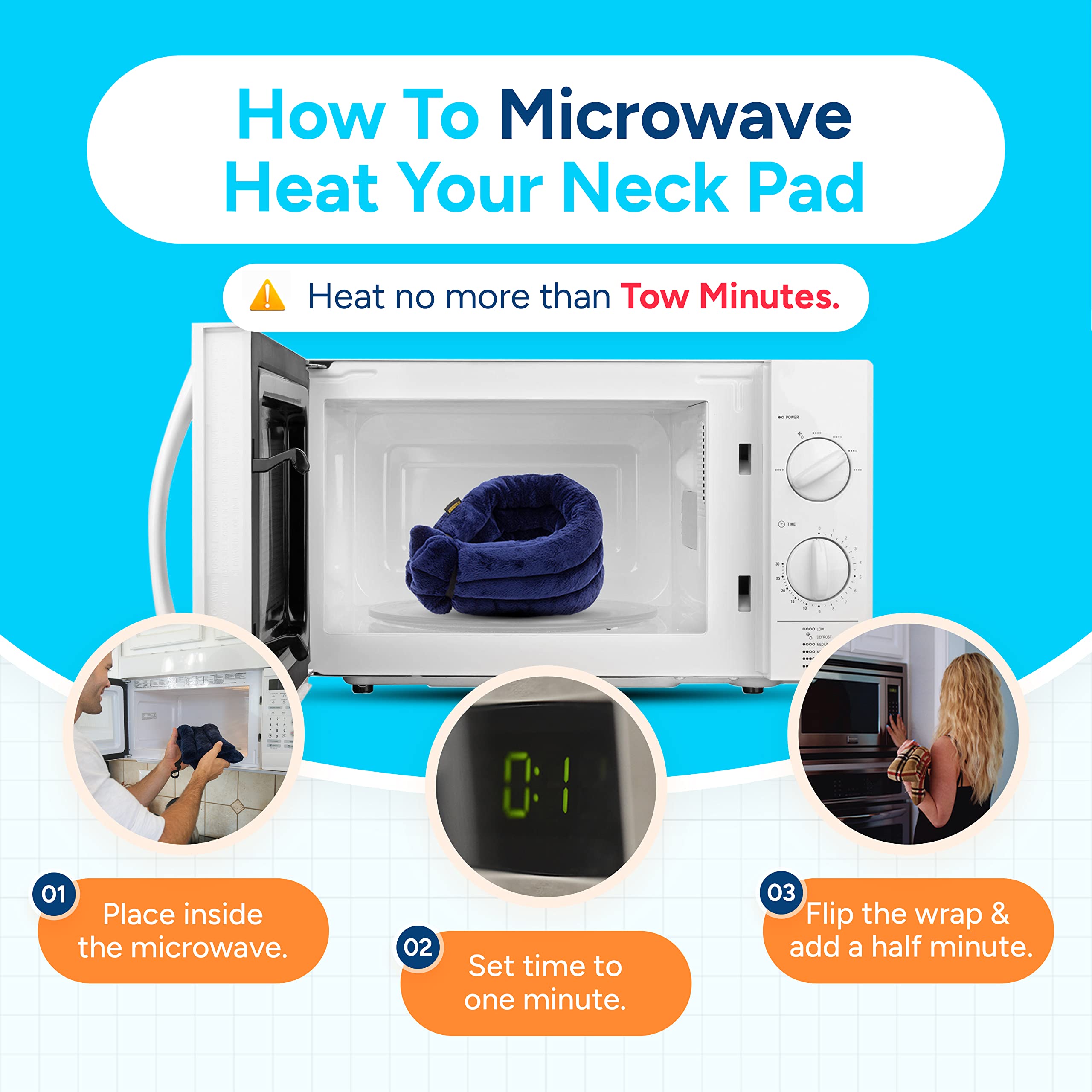 SunnyBay Microwave Heating Pad, Microwavable Heated Neck and Shoulder Wrap, Multipurpose Moist Hot/Cool 2.5lb Bean Bag Pack with Plush Cover and Elastic Fastener, FSA HSA Approved, 26x6 Inches, Blue