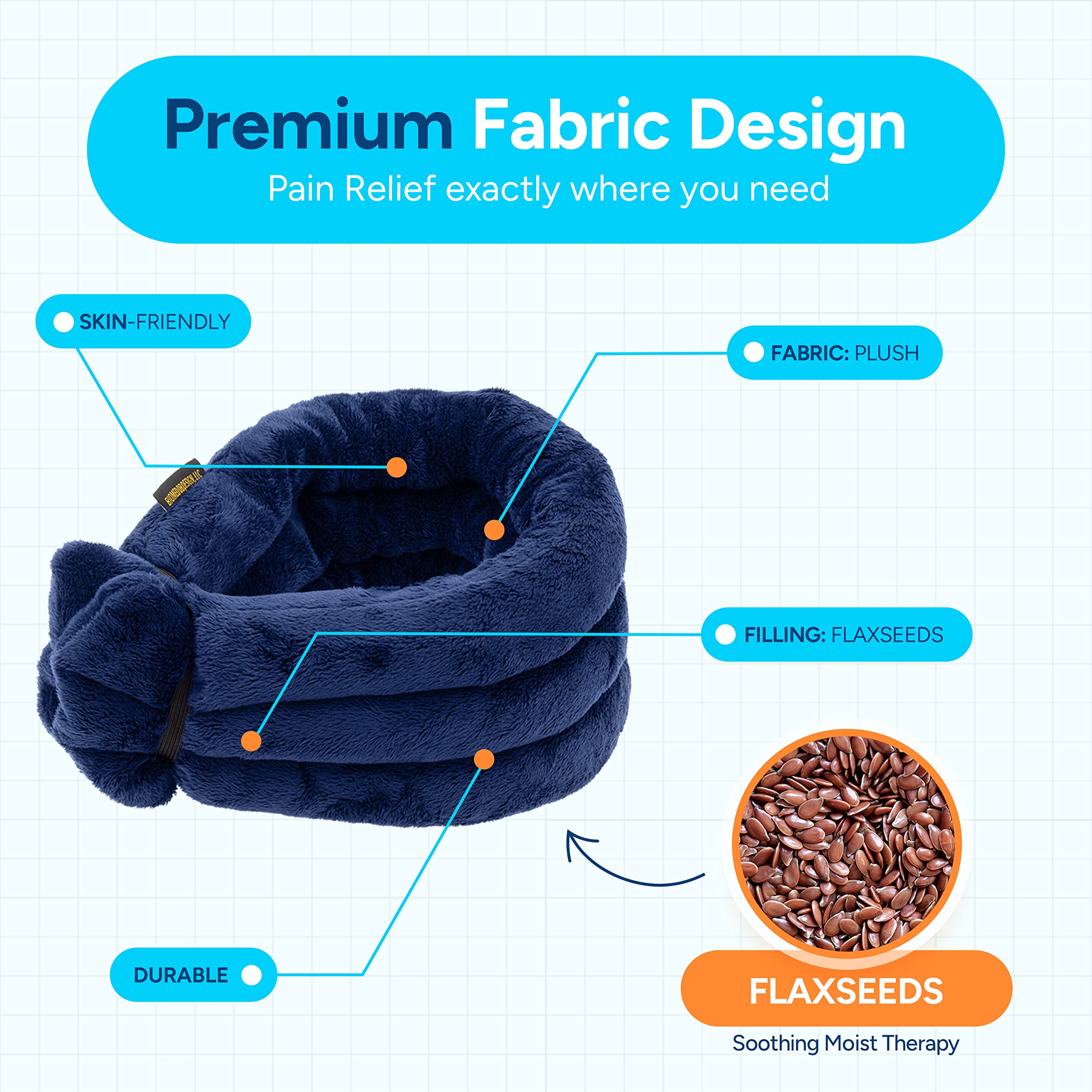SunnyBay Microwave Heating Pad, Microwavable Heated Neck and Shoulder Wrap, Multipurpose Moist Hot/Cool 2.5lb Bean Bag Pack with Plush Cover and Elastic Fastener, FSA HSA Approved, 26x6 Inches, Blue