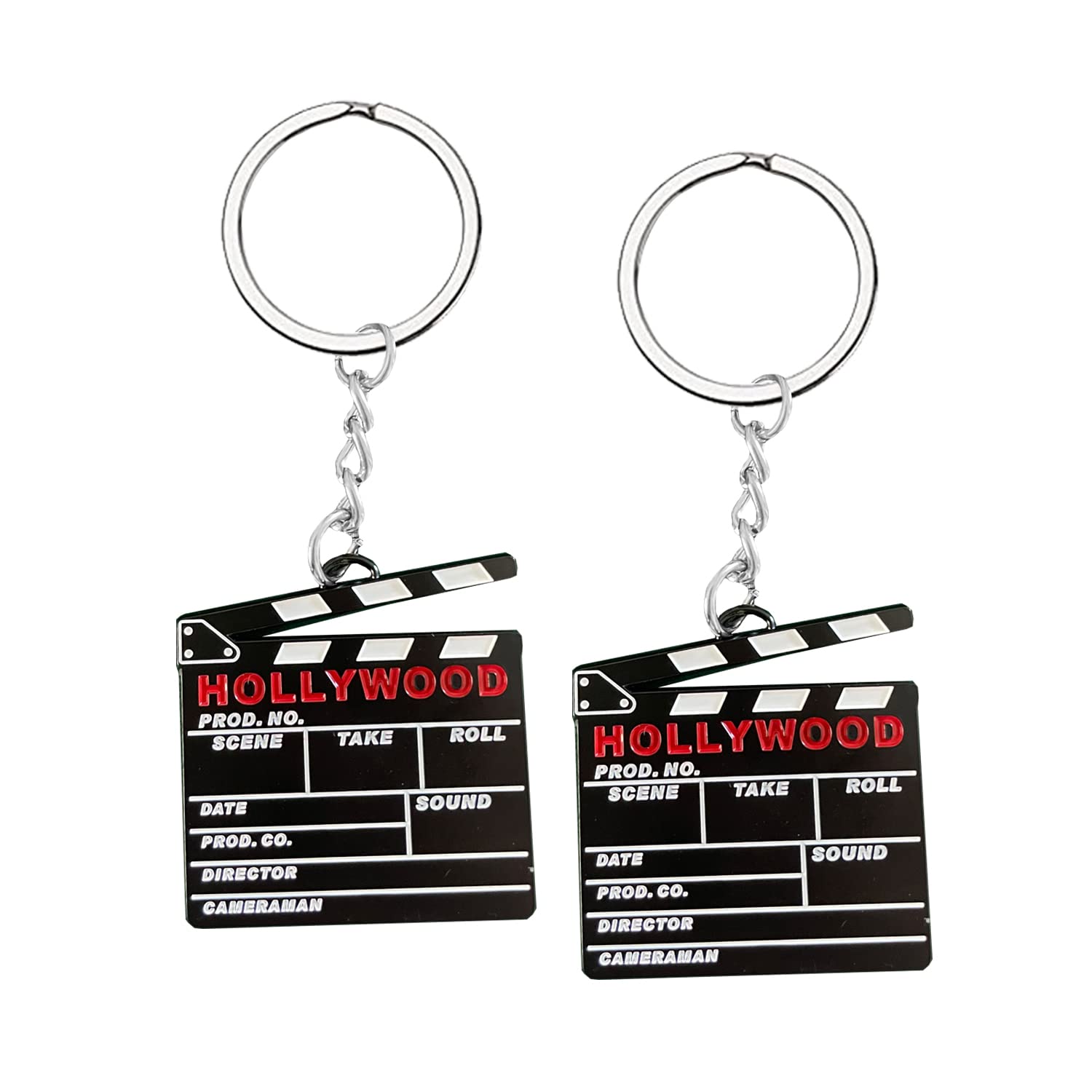 Sunwel Fashion 2 Pack Hollywood Keyring Film Cut Action Scene Board Clapboard for Women Men