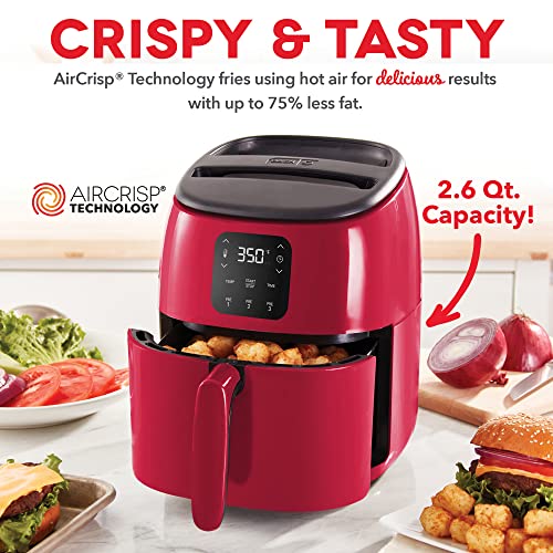 DASH Tasti-Crisp™ Digital Air Fryer with AirCrisp Technology, Custom Presets, Temperature Control, and Auto Shut Off Feature, 2.6 Quart - Red