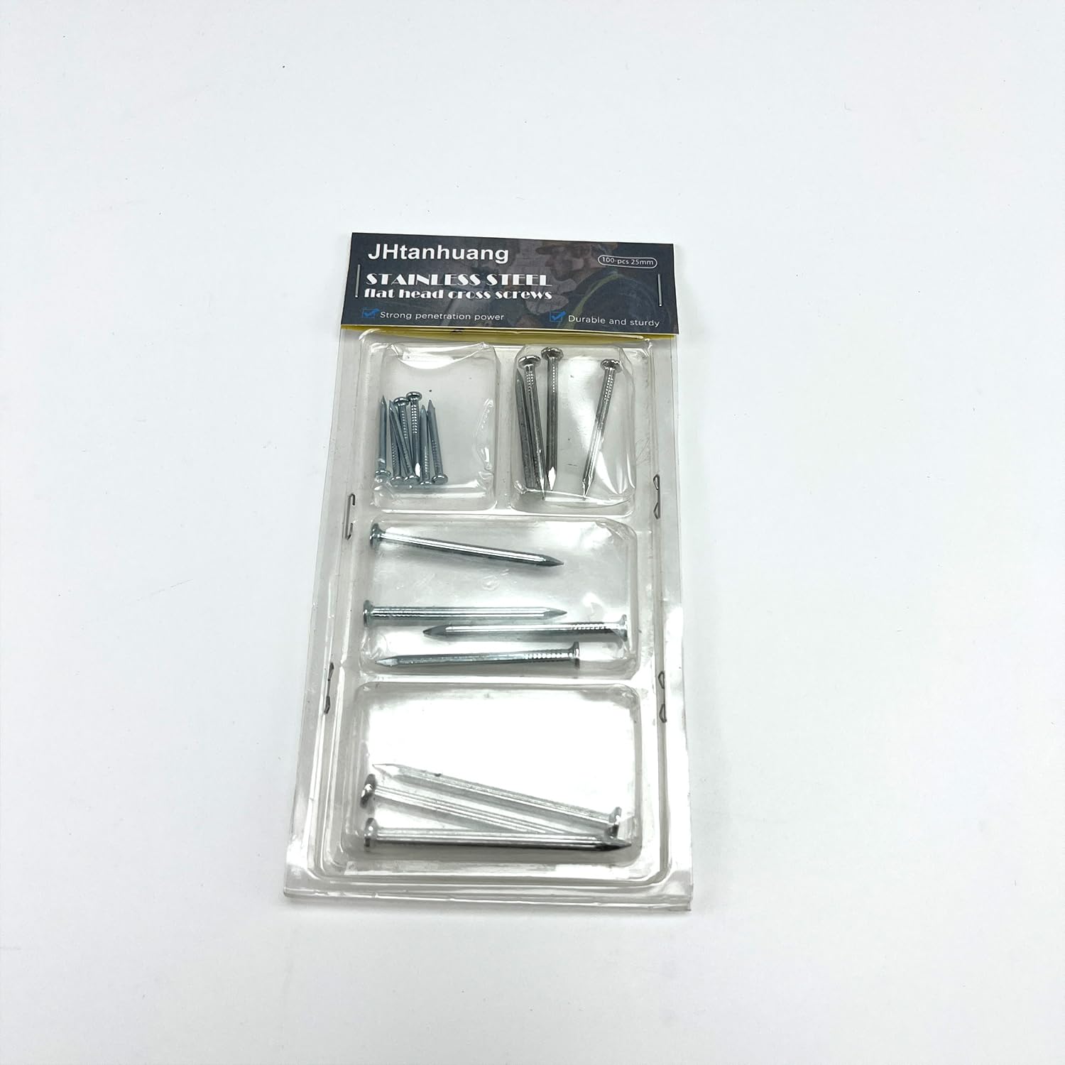 JHtanhuang Rivets, cramps and nails of metal Maximum Length 2 Inches Galvanized Nails, Picture Hanging Nails, Wood Nails, Wall Nails with Storage Box
