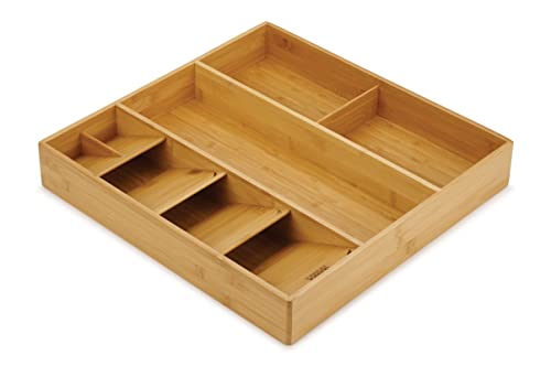 Joseph Joseph DrawerStore Compact Utensil Organizer For Kitchen Drawer Silverware, Flatware Tray, Large, Bamboo