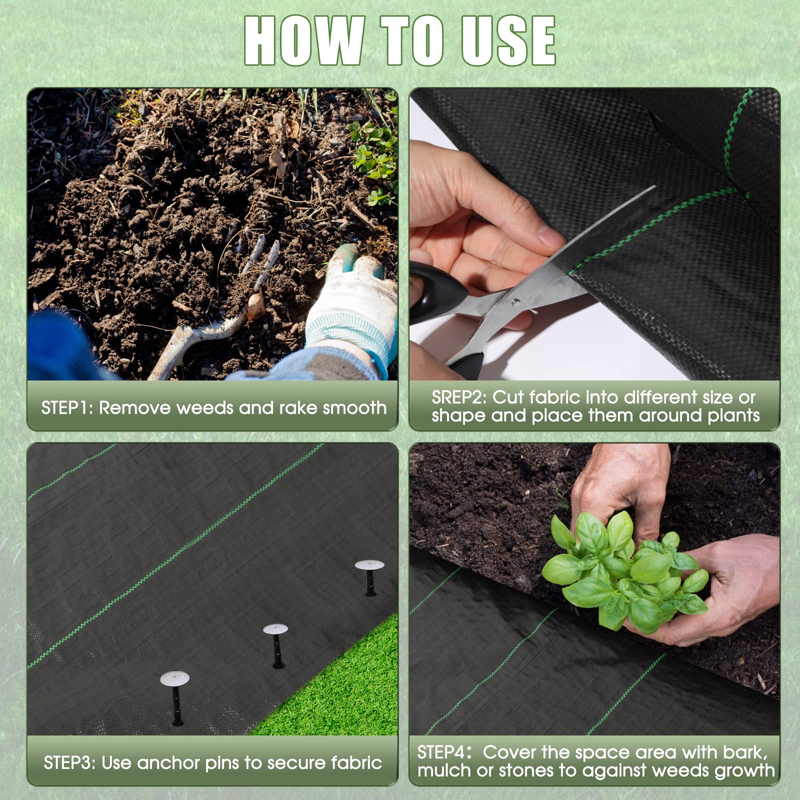 5oz Weed Barrier Landscape Fabric Heavy Duty Weed Blocker Fabric Ground Cover for Gardening&Yard(4ft x 250ft)