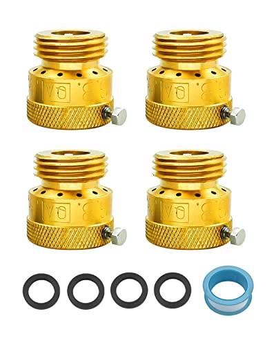 4 Pcs Anti Siphon Valve, Hose Bib Vacuum Breaker Set 3/4 Inch GHT Hose Backflow Preventer for Garden Spigot RV Hose Connection with Sealing Tape and Washers