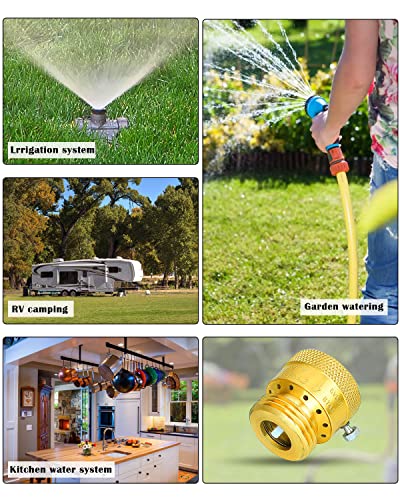 4 Pcs Anti Siphon Valve, Hose Bib Vacuum Breaker Set 3/4 Inch GHT Hose Backflow Preventer for Garden Spigot RV Hose Connection with Sealing Tape and Washers