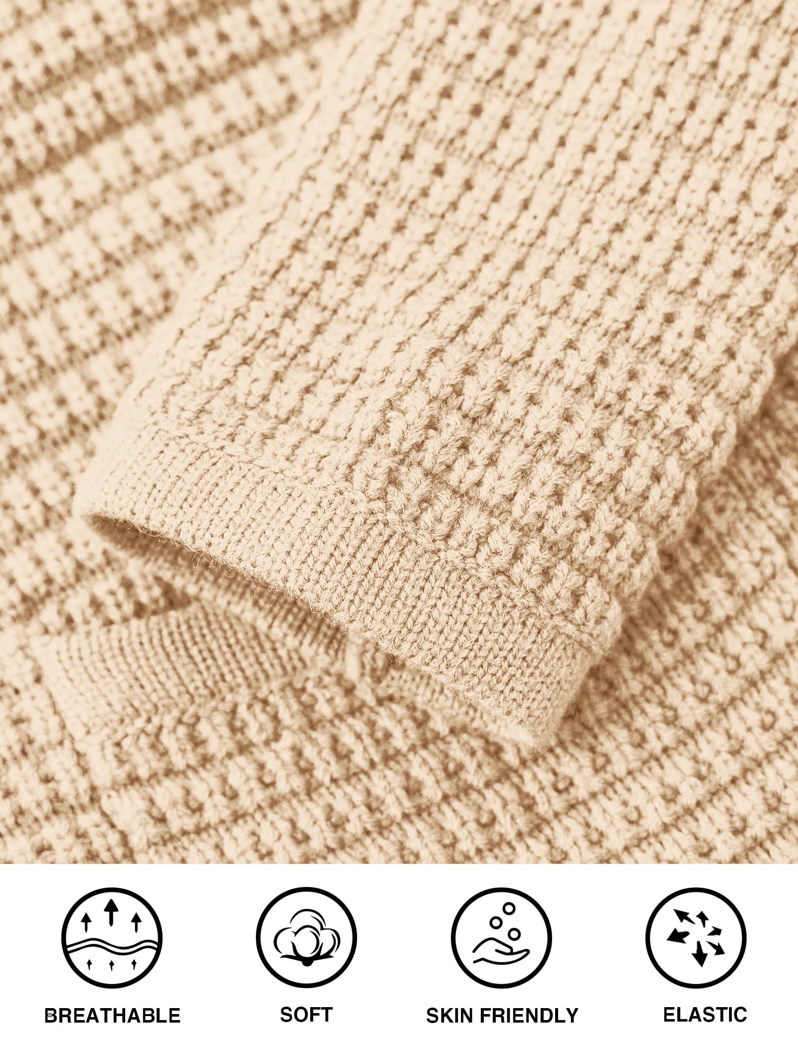 PRETTYGARDEN Women's Knit Cardigan Sweaters Fall Fashion Long Sleeve Open Front Button Down Trendy Casual Sweater Jacket (Beige, Large)