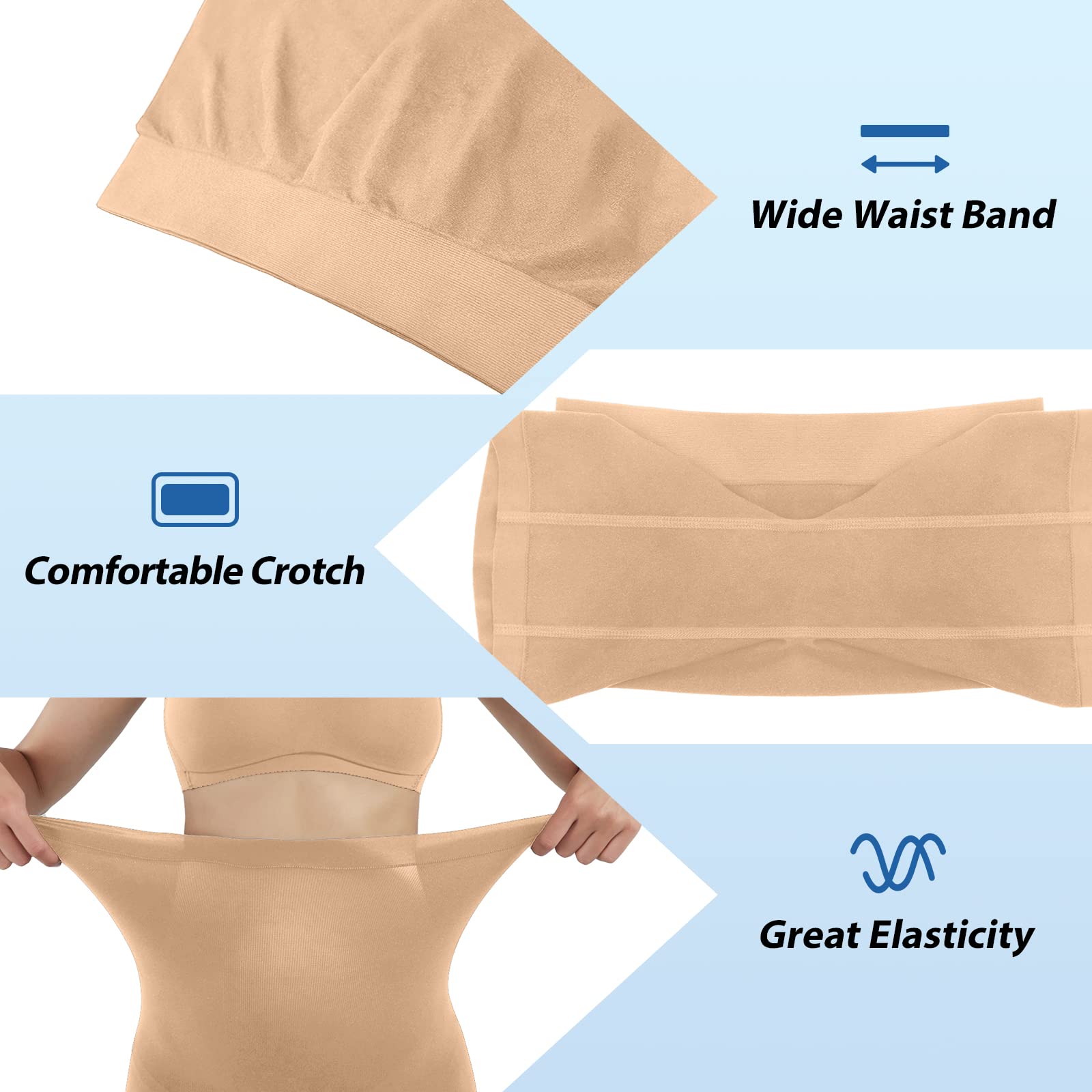 BESTENA 3 Pack Slip Shorts Womens Comfortable Seamless Smooth Slip Shorts for Under Dresses(3Nude,X-Large)