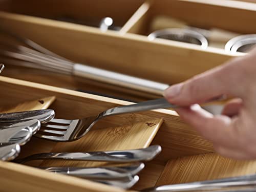 Joseph Joseph DrawerStore Compact Utensil Organizer For Kitchen Drawer Silverware, Flatware Tray, Large, Bamboo