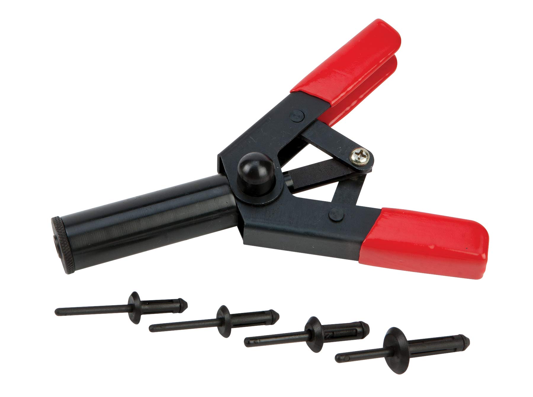 Performance Tool W2005 One-Handed Poly Rivet Gun Kit with Long Stem Riveter, Black and Red (41pc)