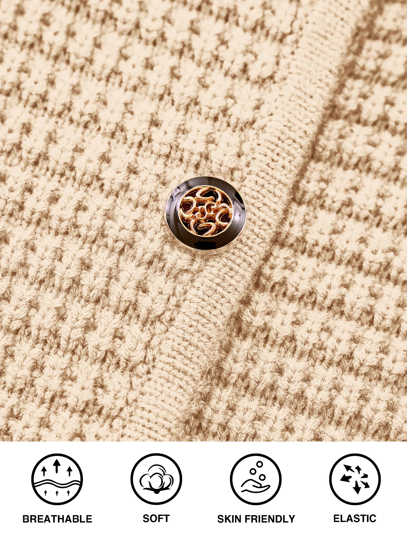 PRETTYGARDEN Women's Knit Cardigan Sweaters Fall Fashion Long Sleeve Open Front Button Down Trendy Casual Sweater Jacket (Beige, Large)
