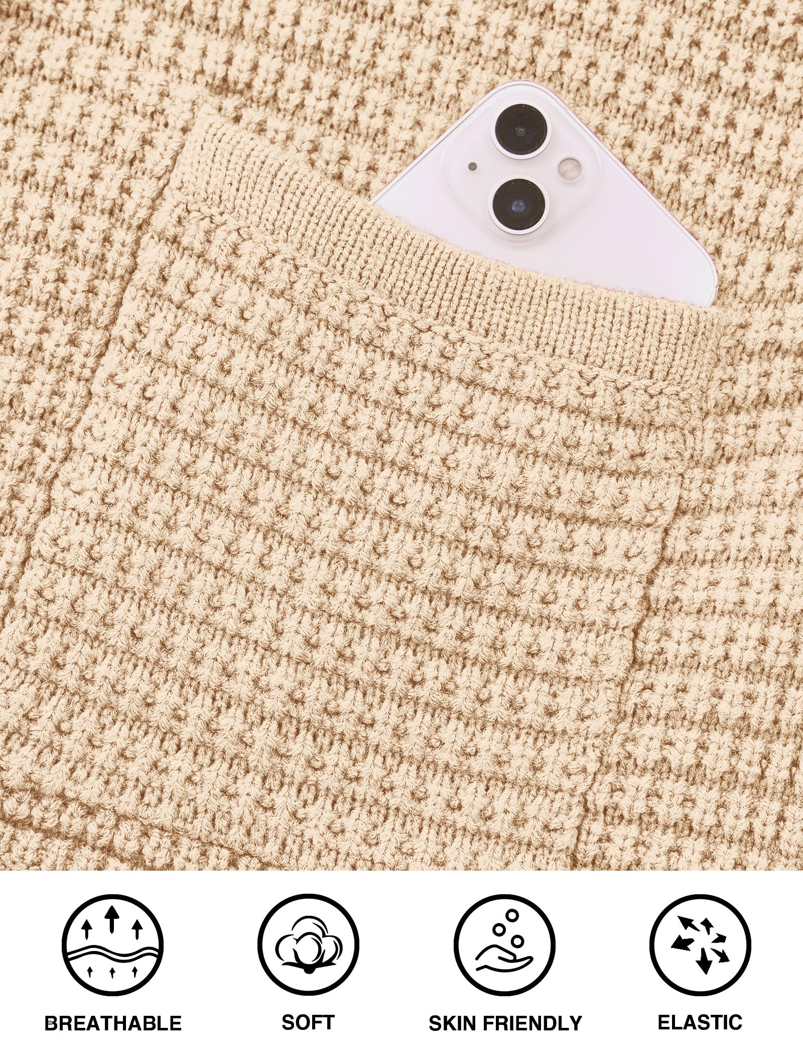 PRETTYGARDEN Women's Knit Cardigan Sweaters Fall Fashion Long Sleeve Open Front Button Down Trendy Casual Sweater Jacket (Beige, Large)