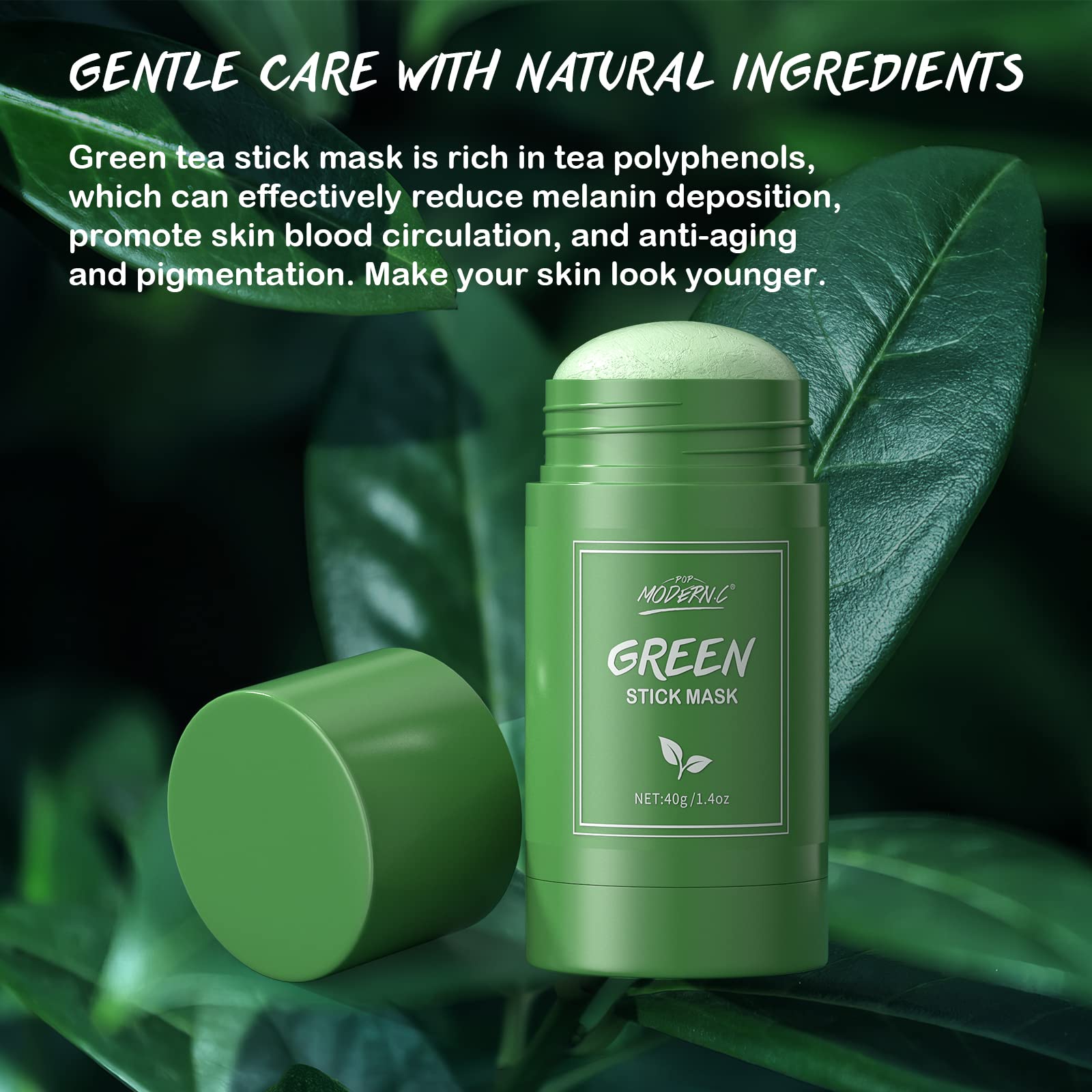 POP MODERN.C Green Tea Stick Mask Blackhead Remover Mask Deep Cleansing Moisturizing Nourishing Hydration Pore Improve Acne Face Mask Skin Care With Blackhead Remover Extractor Tools