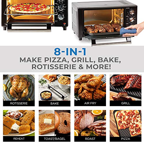 PowerXL Air Fryer Grill 8 in 1 Roast, Bake, Rotisserie, Electric Indoor Grill (Black Deluxe)