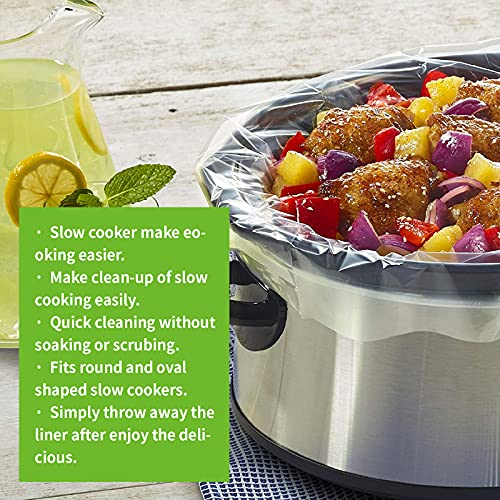 ECOOPTS Slow Cooker Liners Disposable Cooking Bags Small Size Pot Liners Fit 1QT to 3QT Suitable for Oval & Round Pot (10)