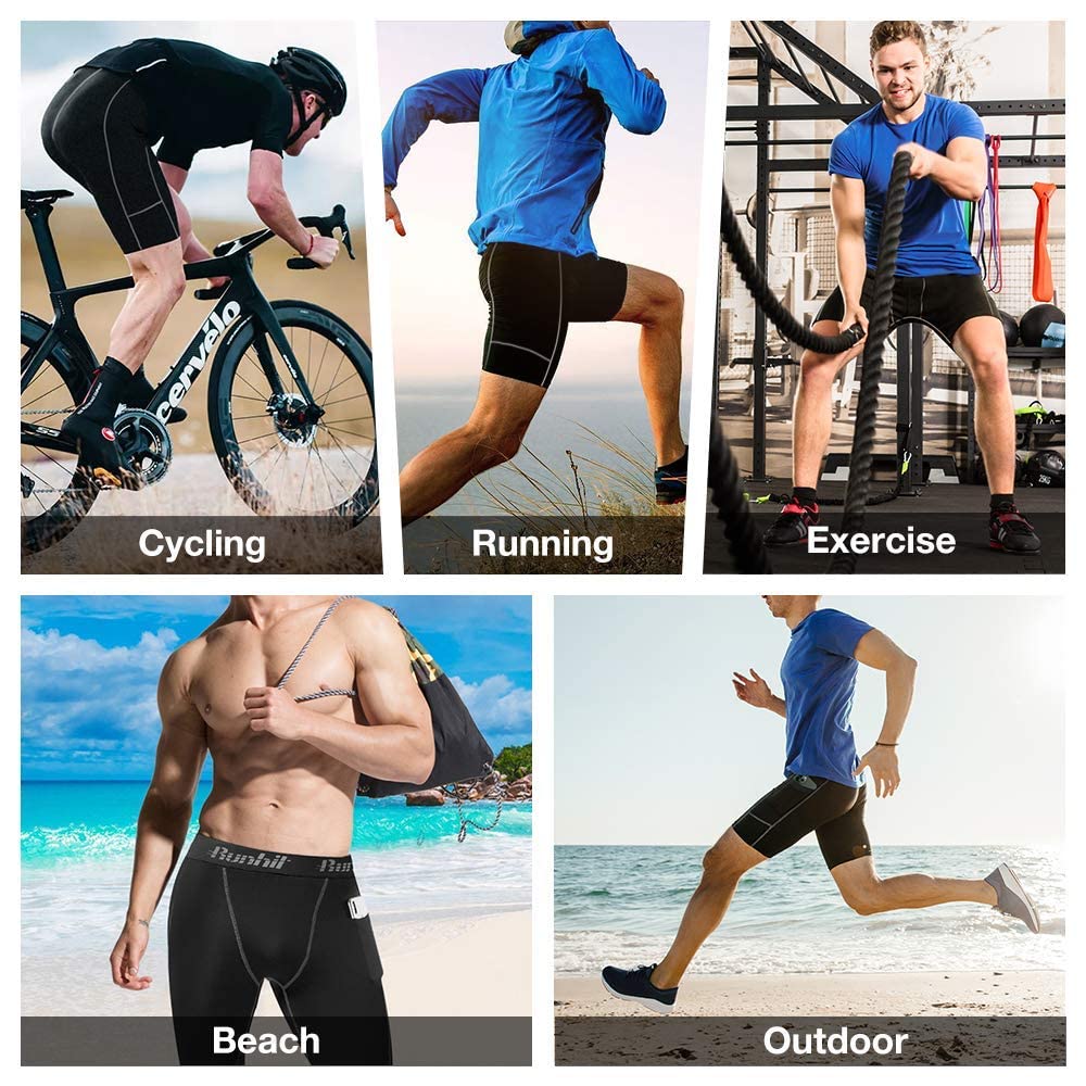 Runhit 3 Pack Sports Compression Shorts Men with Phone Pockets,Spandex Underwear for Men Shorts Running Short Workout Athletic Base Layer
