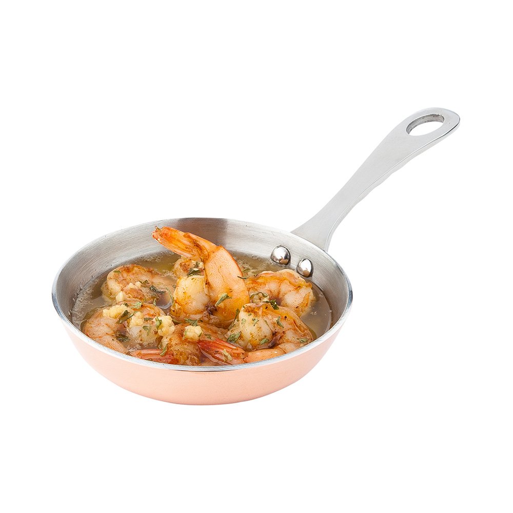 Restaurantware 4 Inch Mini Frying Pan 1 Round Egg Pan - With Handle Stain Resistant Copper Stainless Steel Small Frying Pan Dishwasher Safe For Scrambles Appetizers Or Desserts
