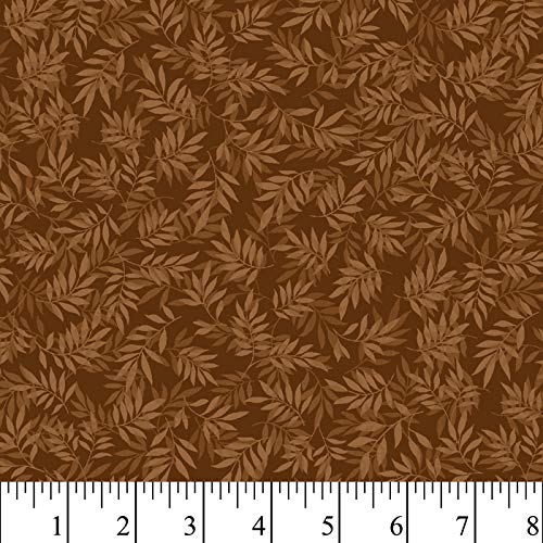 Sweet Foliage Brown Cotton Fabric, 1-Yard PRECUTS