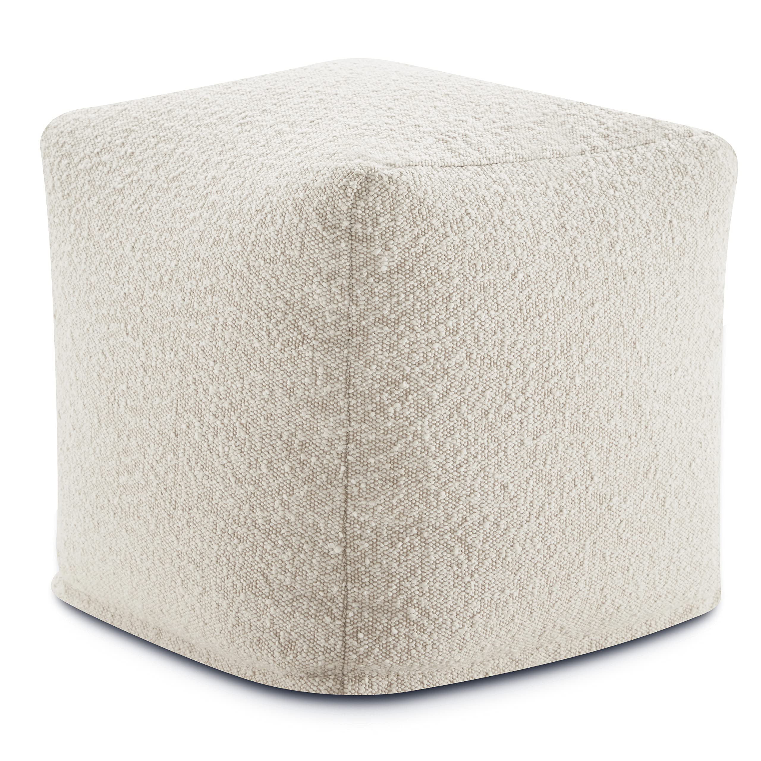 POLY & BARK Metz Pouf in Crema White Boucle