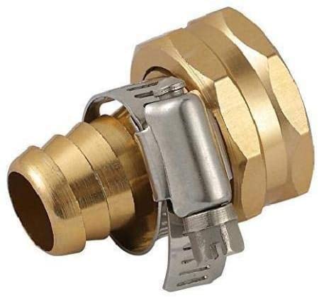 Metal Solid Brass 5/8 inch Garden Hose Repair Mender Kit Male Female Repair with Stainless Clamp