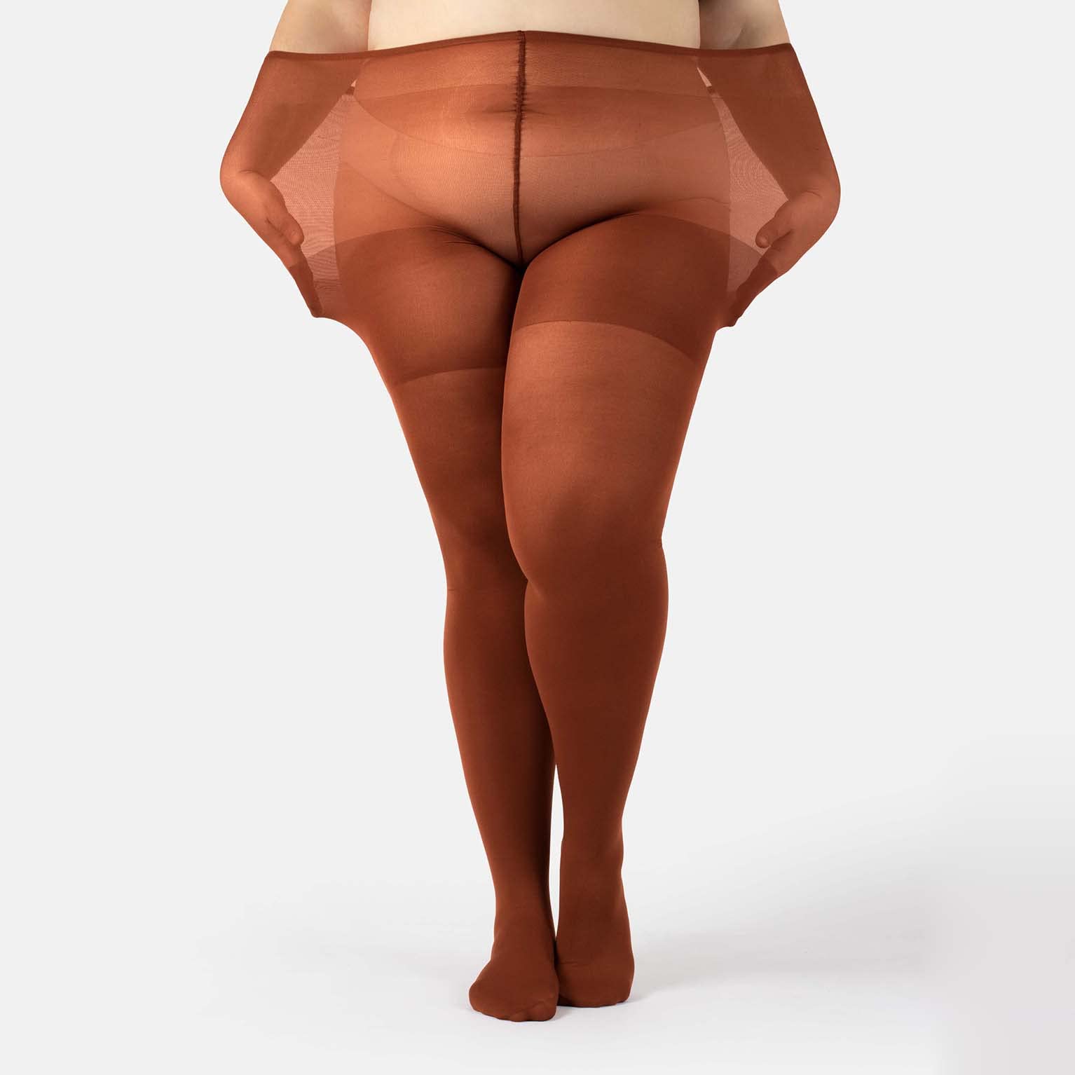 CALZITALY Plus Sizes Anti-Chafing Opaque Tights | 60 DEN | L - 4XL | Black | Italian Hosiery (3XL, Orange)