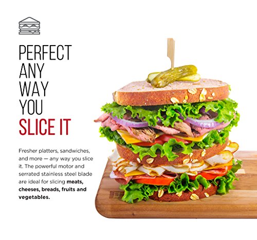 Chefman Die-Cast Electric Meat & Deli Slicer, A Powerful Machine with Adjustable Slice Thickness, Stainless Steel Blades & Safe Non-Slip Feet To Easily Cut Ham, Cheese, Bread, Fruit & Veggies At Home