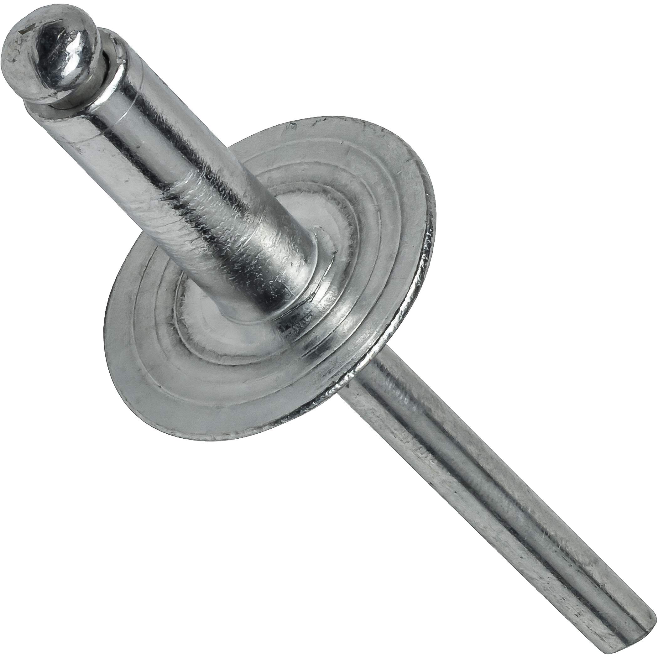 Large Flange Pop Rivets 1/8" x 3/16" All Aluminum Dome Head Blind 4-3 Gap .126" - .187" Quantity 100 by Fastenere
