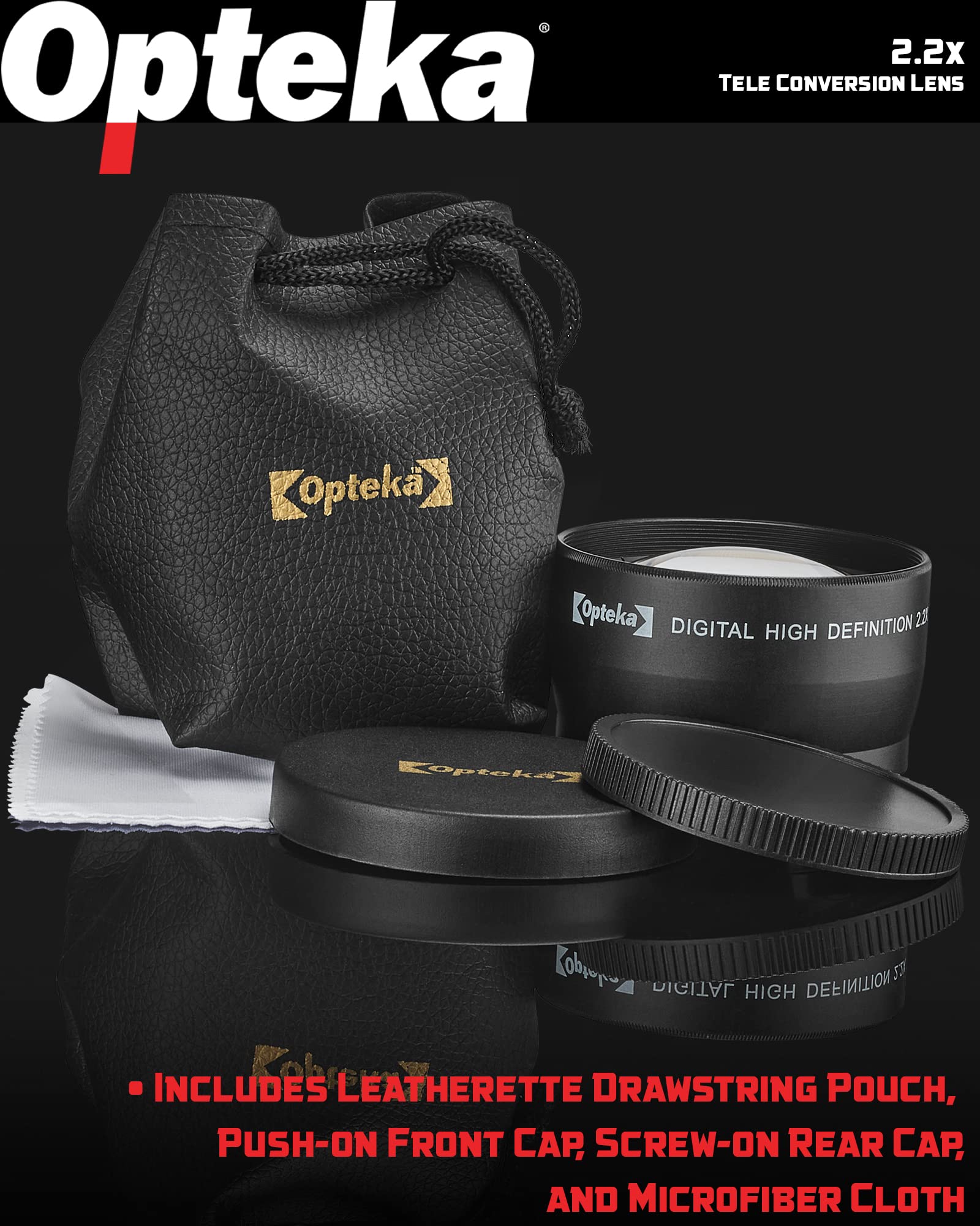 Opteka 52mm 2.2X High Definition AF Telephoto Lens for Canon, Fuji, Nikon, Panasonic and Sigma Threaded Lenses