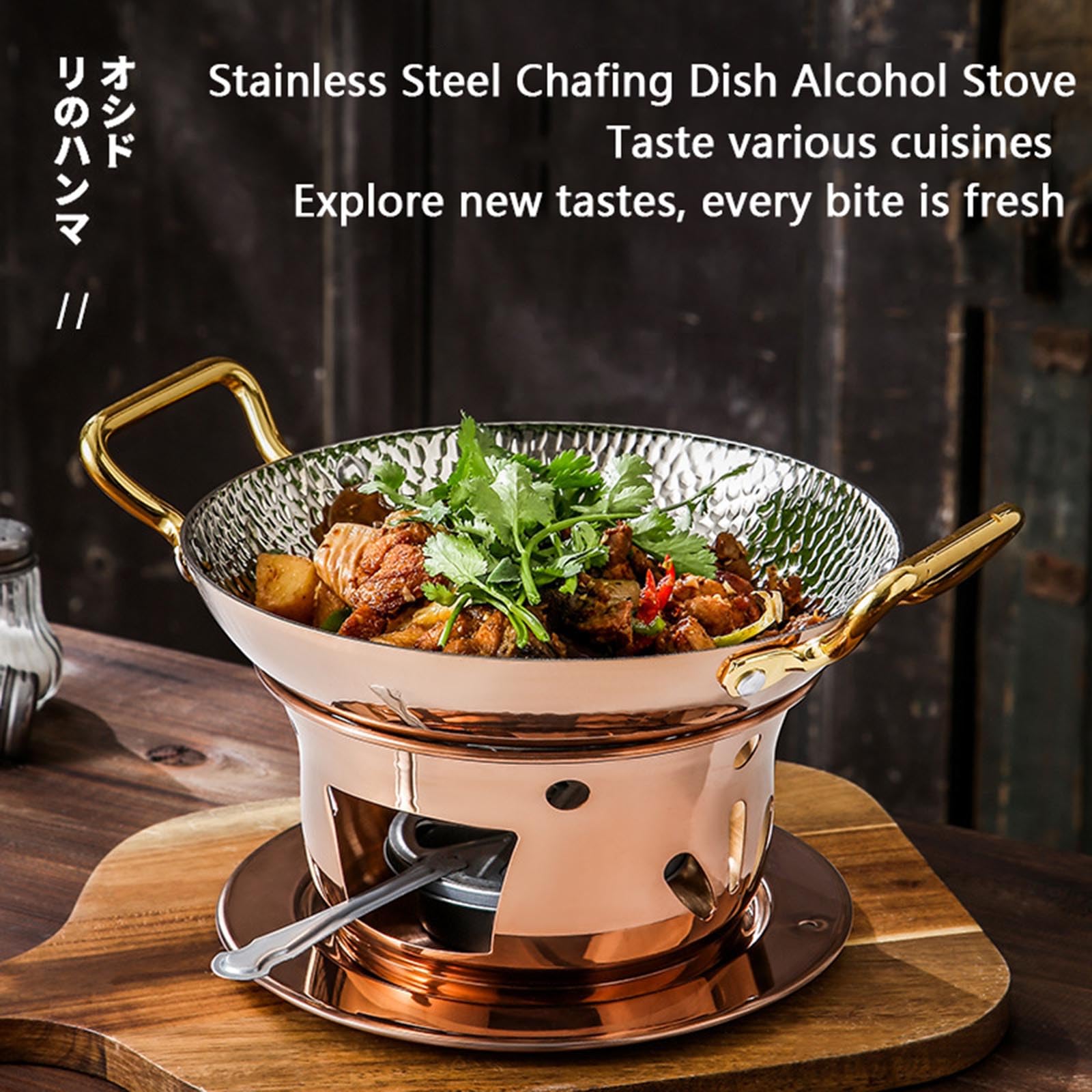 UGCER Stainless Steel Chafing Dish Dry Pot Set, Catering Food Warmers Buffet Server with Food Pan, Fuel Holder, for Catering Party Wedding,Copper,20cm