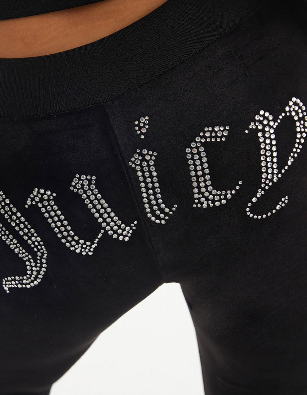 Juicy Couture Women's Rib Waist Velour Pants with Drawcord, Liquorice