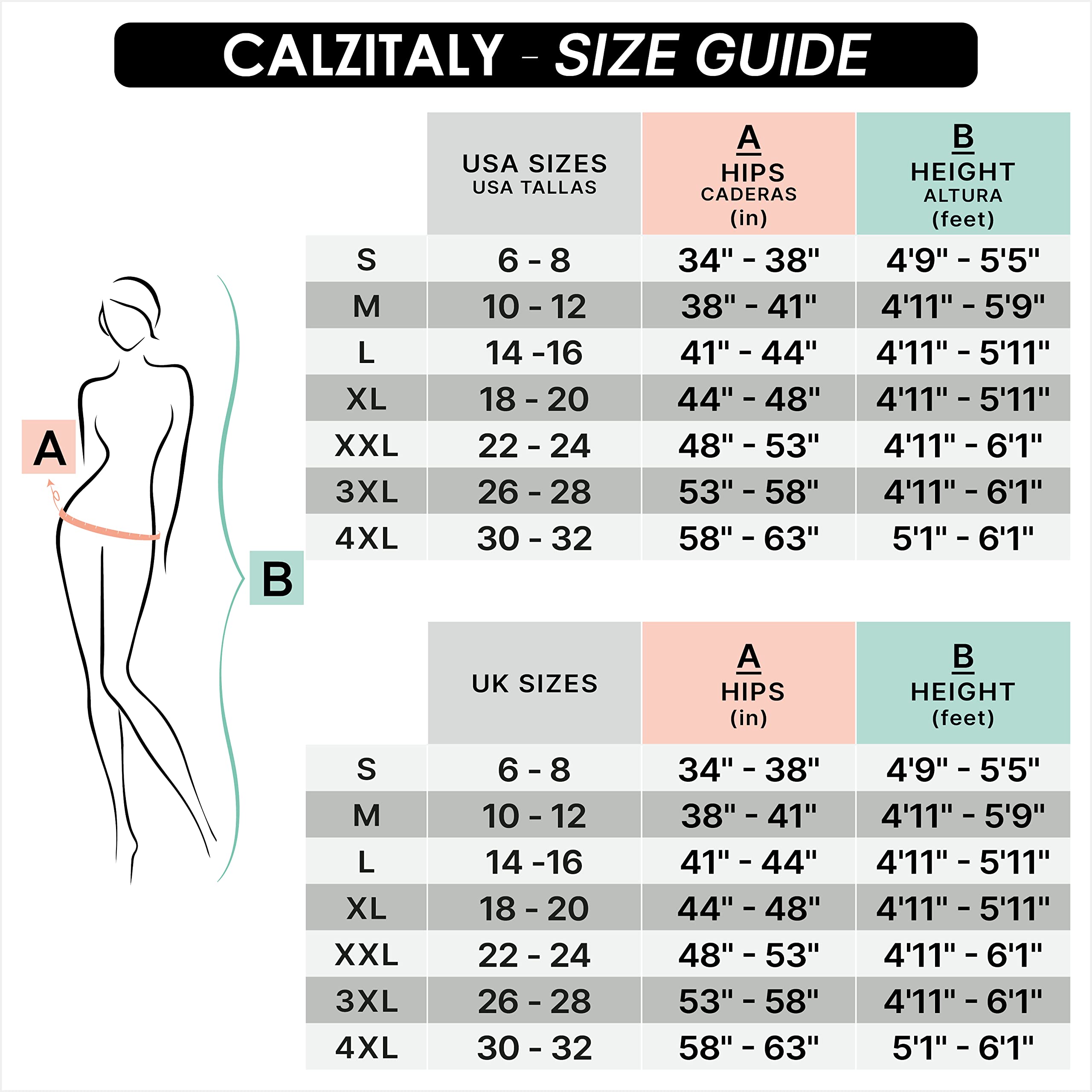CALZITALY Plus Sizes Anti-Chafing Opaque Tights | 60 DEN | L - 4XL | Black | Italian Hosiery (3XL, Orange)