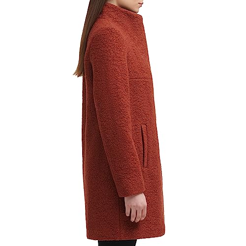 Kenneth Cole Women's Wool Blend Boucle Coat, Peacoat Paprika, Medium