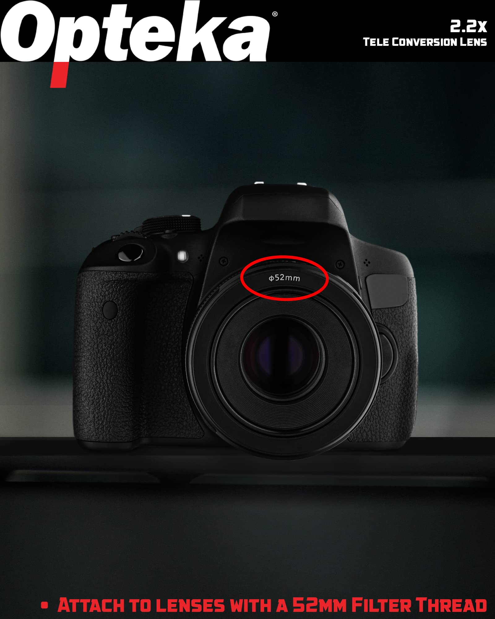 Opteka 52mm 2.2X High Definition AF Telephoto Lens for Canon, Fuji, Nikon, Panasonic and Sigma Threaded Lenses