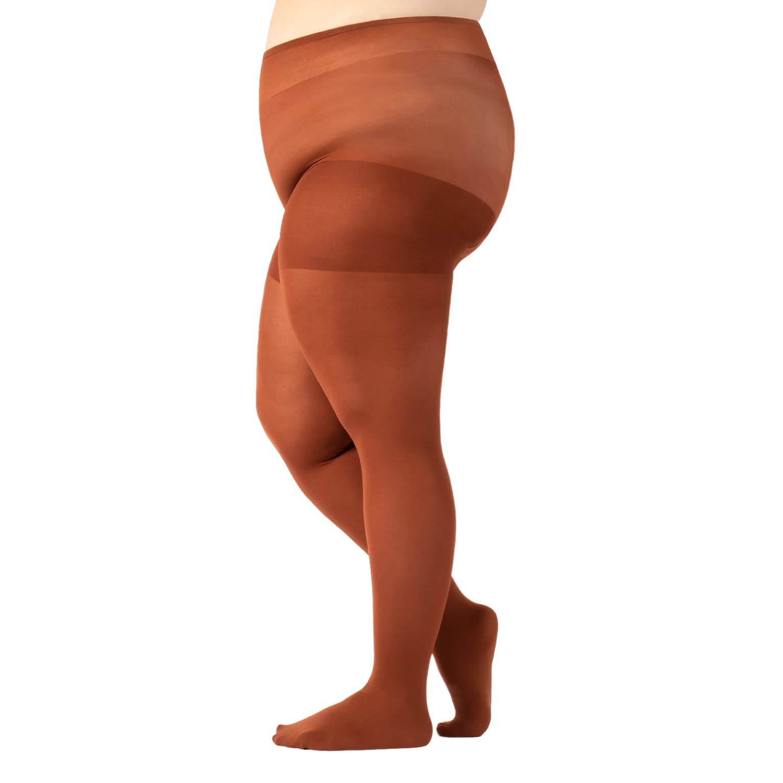 CALZITALY Plus Sizes Anti-Chafing Opaque Tights | 60 DEN | L - 4XL | Black | Italian Hosiery (3XL, Orange)