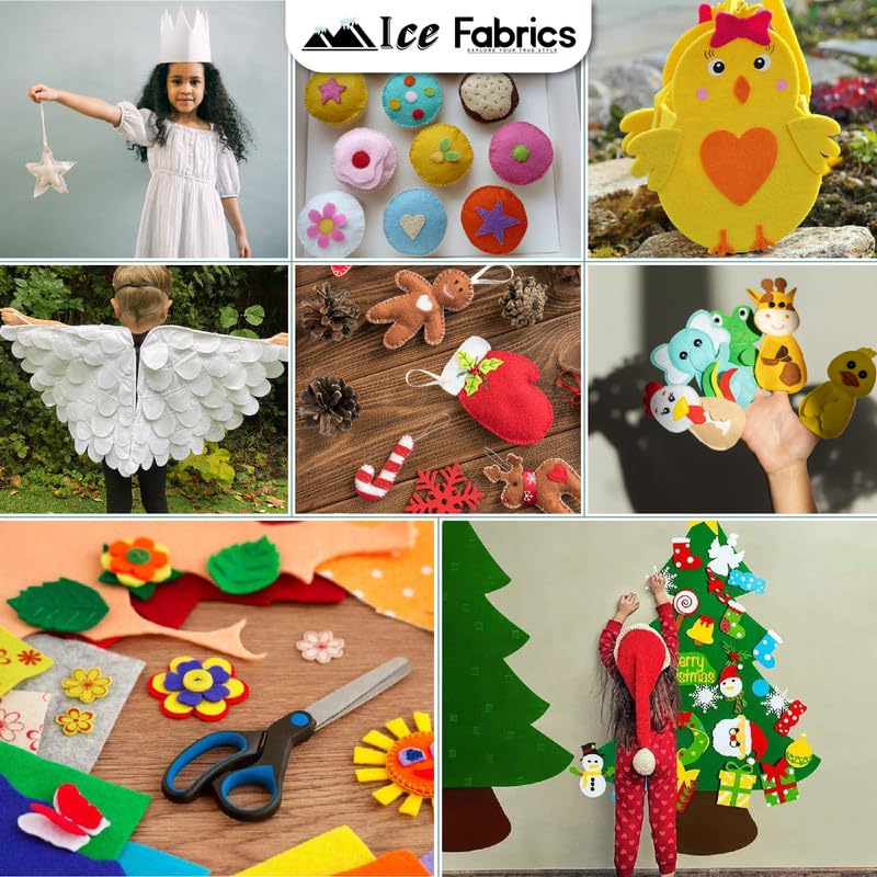 Ice Fabrics Craft Felt Fabric by The Yard - 72" Wide & 1.6mm Thick Acrylic Felt - Soft and Durable Red Fabric for DIY Arts & Crafts, Decorations and More - 1 Yard Red