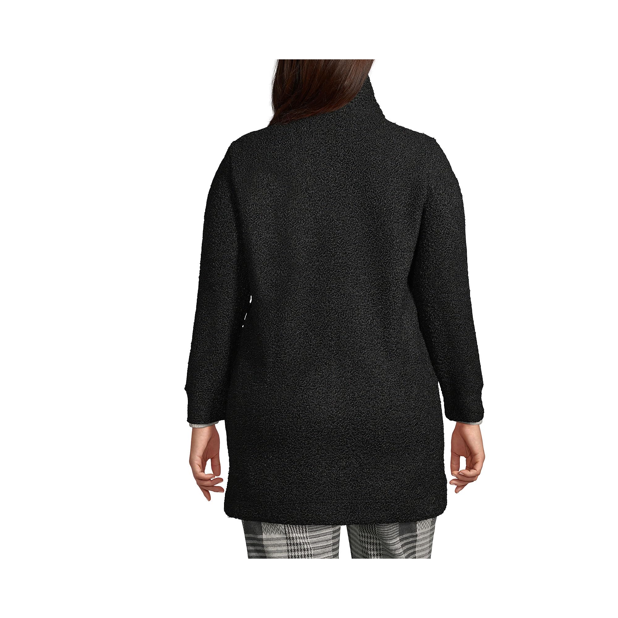 Lands' End Womens Boucle Coat Black Plus 2x