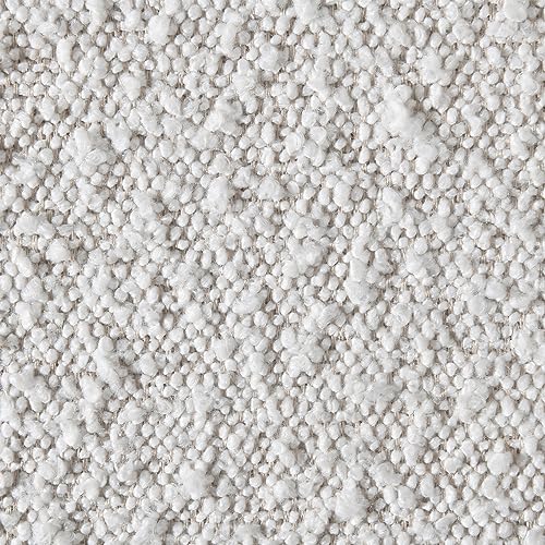 Meridian Furniture JardinCream-Q Jardin Collection Art Deco Queen Bed with Rich Cream Boucle Fabric, Solid Wood Base, Rounded Wing Back Bed, 65.75" W x 90" D x 40.25" H, Cream, Queen