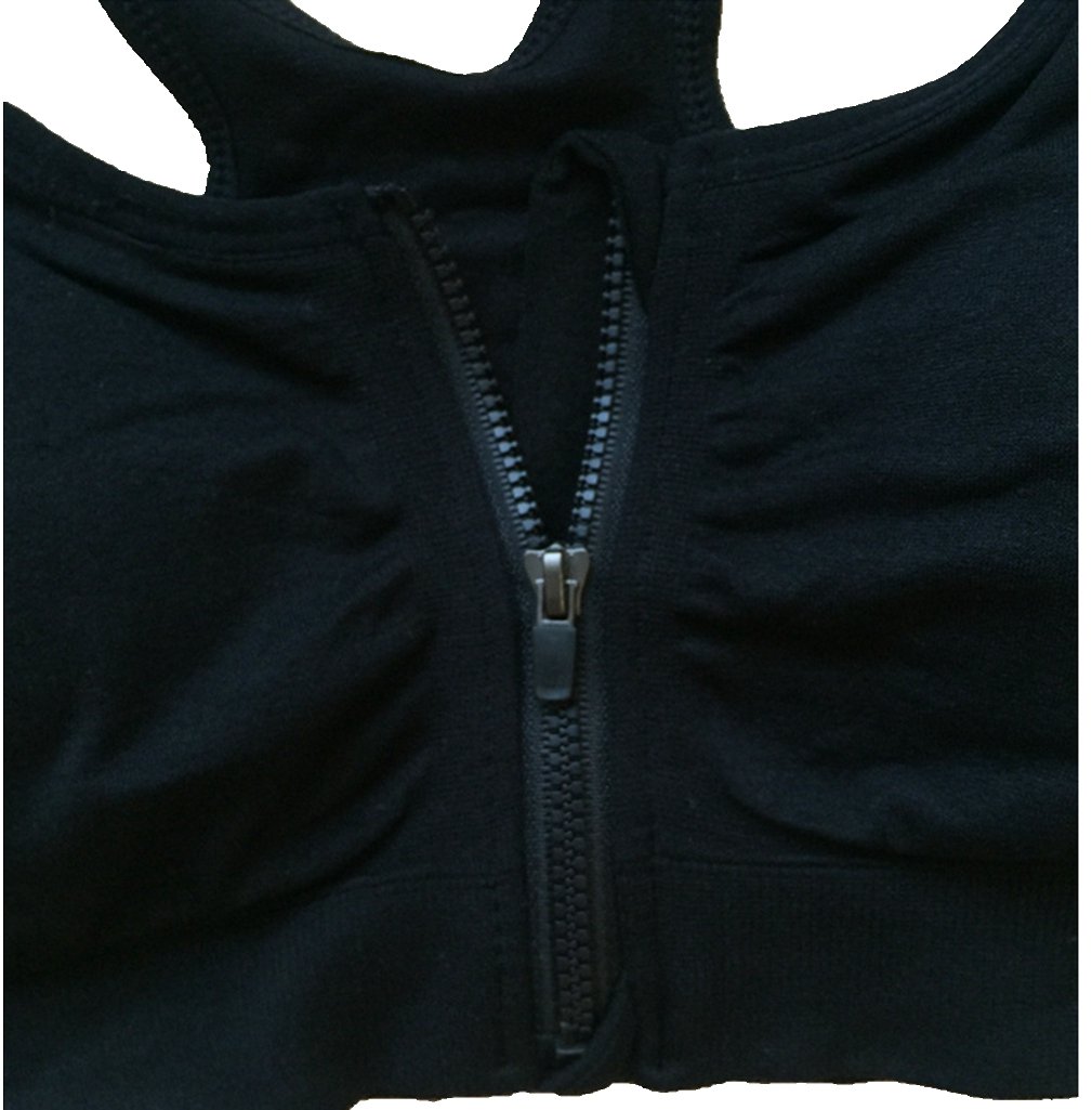 ohlyah Women's Zipper Front Closure Sports Bra Racerback Yoga Bras 2 Pack XL